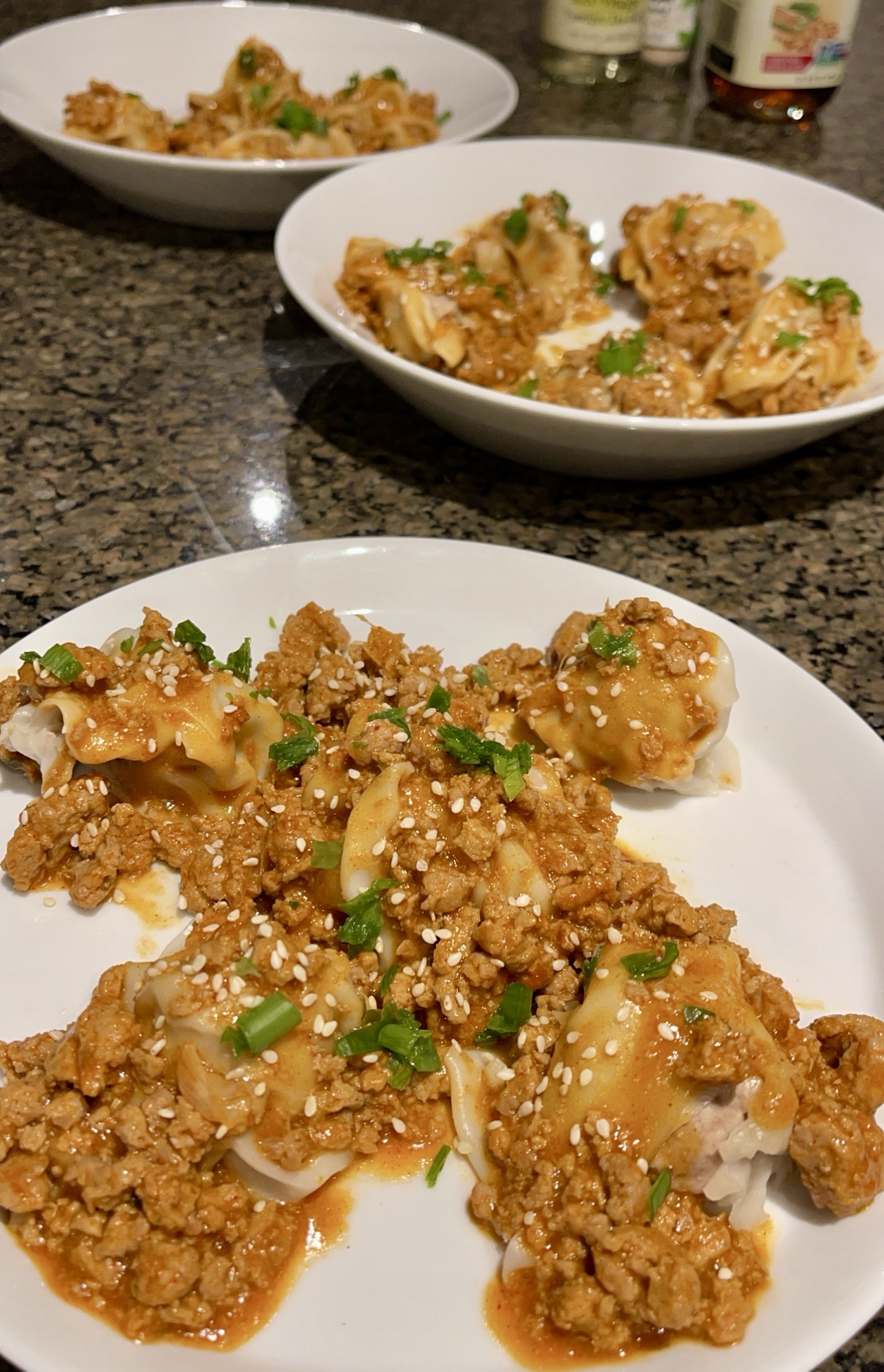 Turkey Wontons in Mapo Sauce – extra guac