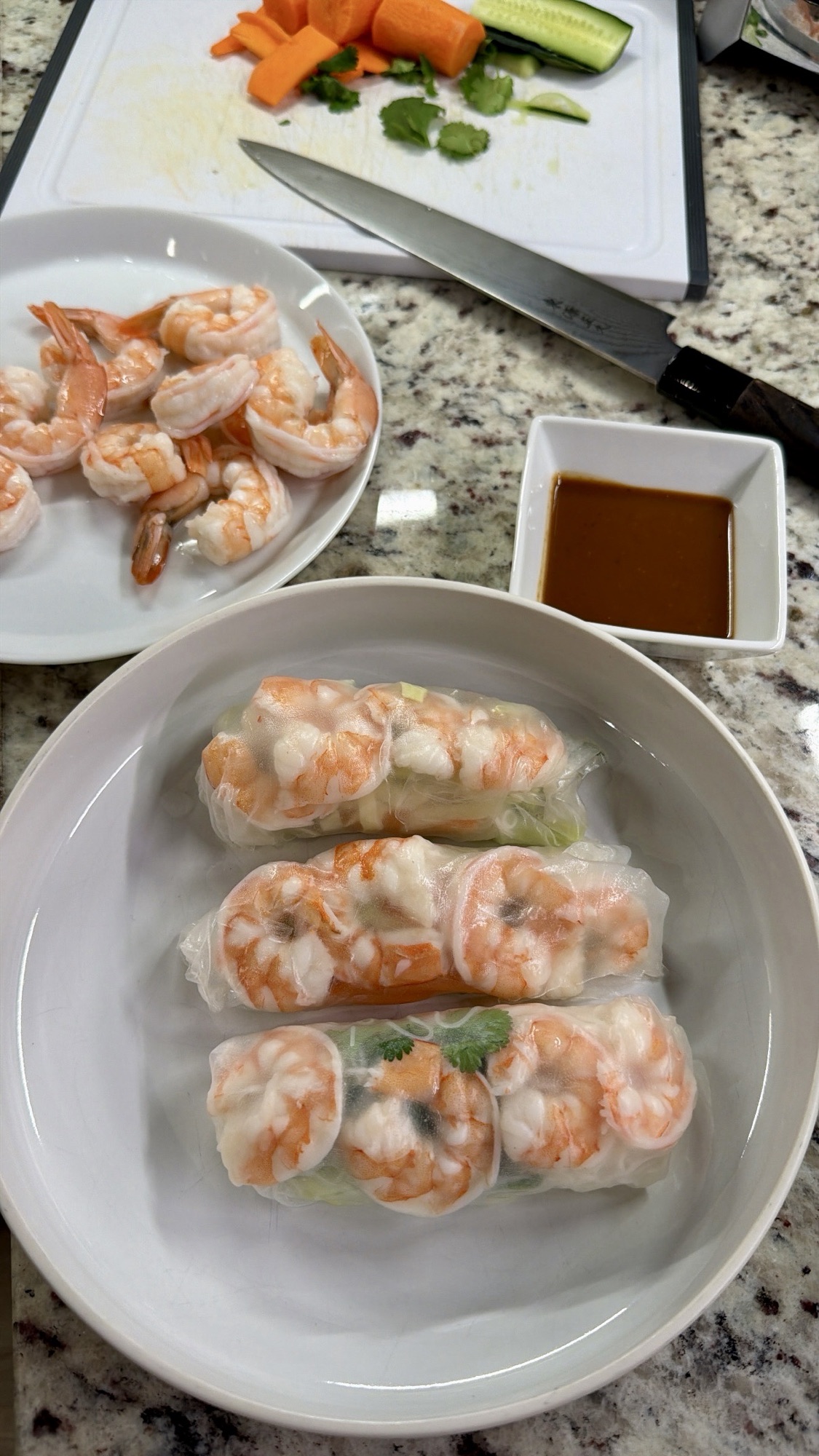 Shrimp Spring Rolls with Peanut Sauce – extra guac